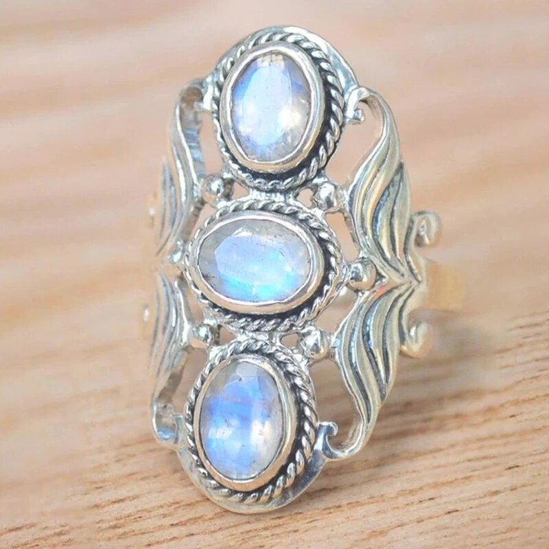 Antique Triple Moonstone Ring – MabelJewelry